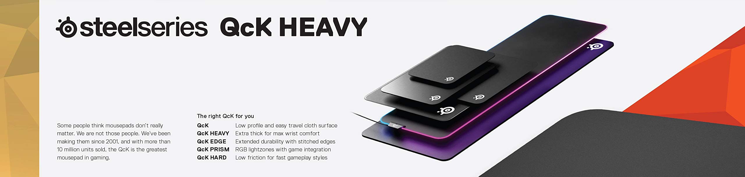 SteelSeries QcK Heavy - Cloth Gaming Mouse Pad - extra thick non-slip rubber pad - exclusive microfiber surface - size M