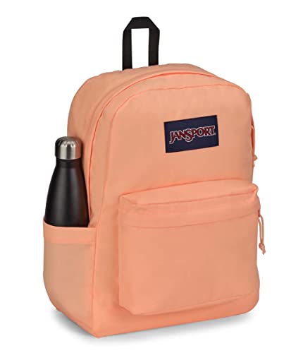 JanSport Superbreak Plus Backpack - Work, Travel, or Laptop Bookbag with Water Bottle Pocket, Peach Neon
