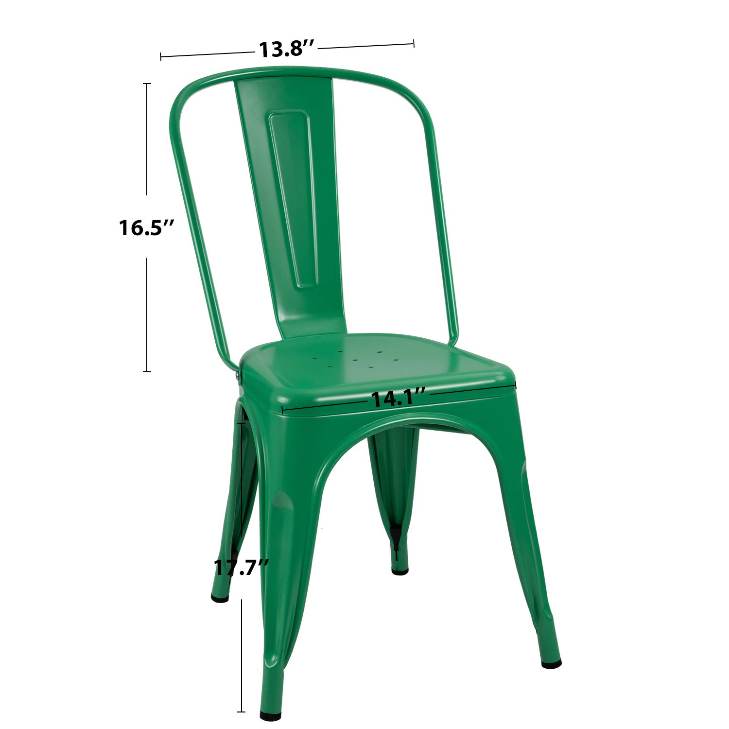 Furmax Metal Chairs Indoor/Outdoor Use Stackable Chic Dining Bistro Cafe Side Chairs Set of 4 (Green)