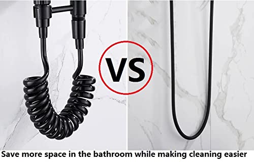 Fat-Cattie Bidet Sprayer Tube, Household Bathroom Toilet PU Handheld Bidet Sprayer Spring Tube Hose Accessory, 2M (Gray)