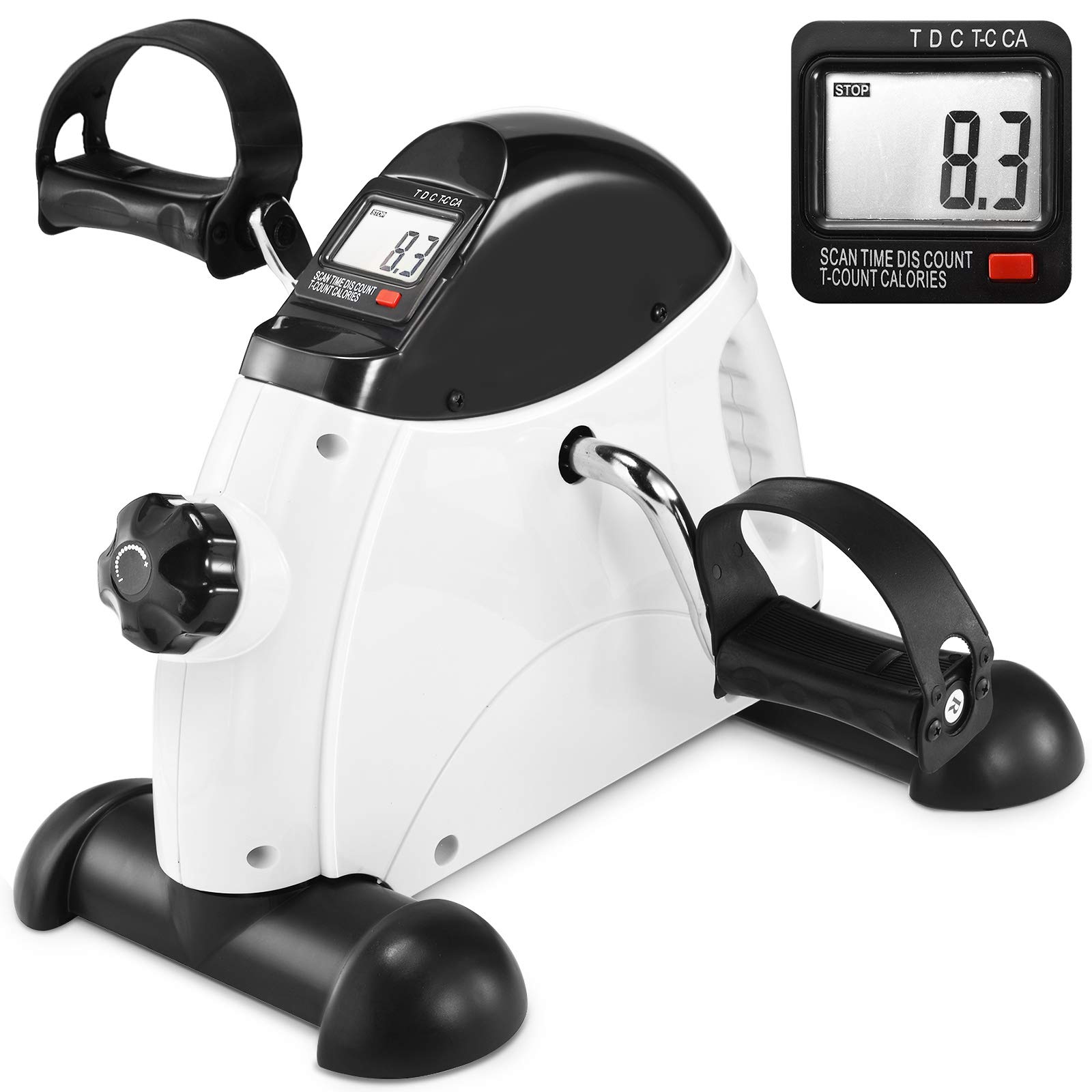 CEWINO Under Desk Bike Pedal Exerciser,Mini Exercise Bike,Portable Foot Peddler Desk Bike for Physical Therapy Leg and Arm Exercisers,Adjustable Sitting Pedal Exerciser for Elderly Men Women