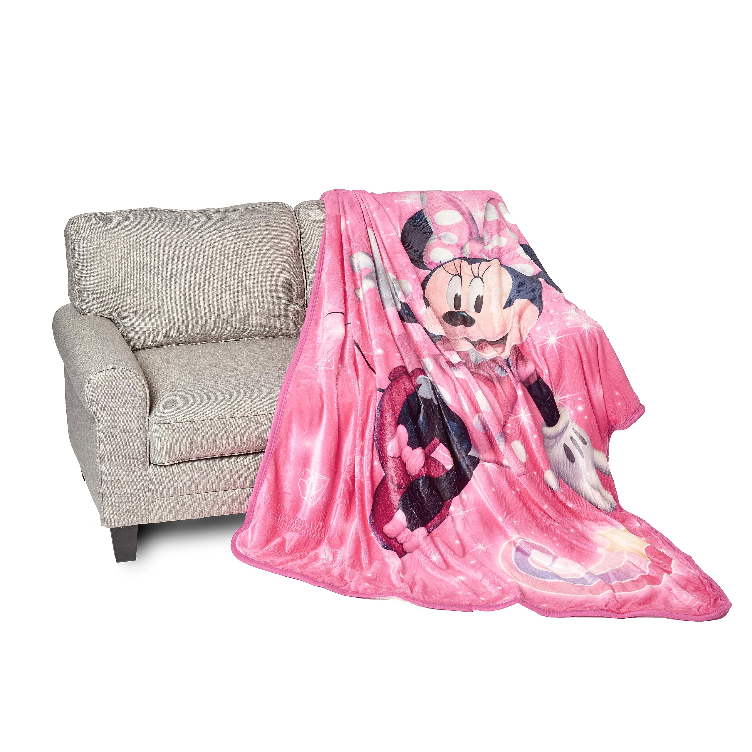 Northwest Minnie Mouse Silk Touch Sherpa Throw Blanket, 60" x 80", Minnie Sparkles
