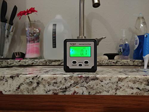 Digital Angle Finder by TickTockTools - Magnetic Mini Level and Bevel Gauge - Woodworking with Table or Miter Saw - Inclinometer - Precise Measurement Tool with LCD and Backlight - 180 Degree Rotation