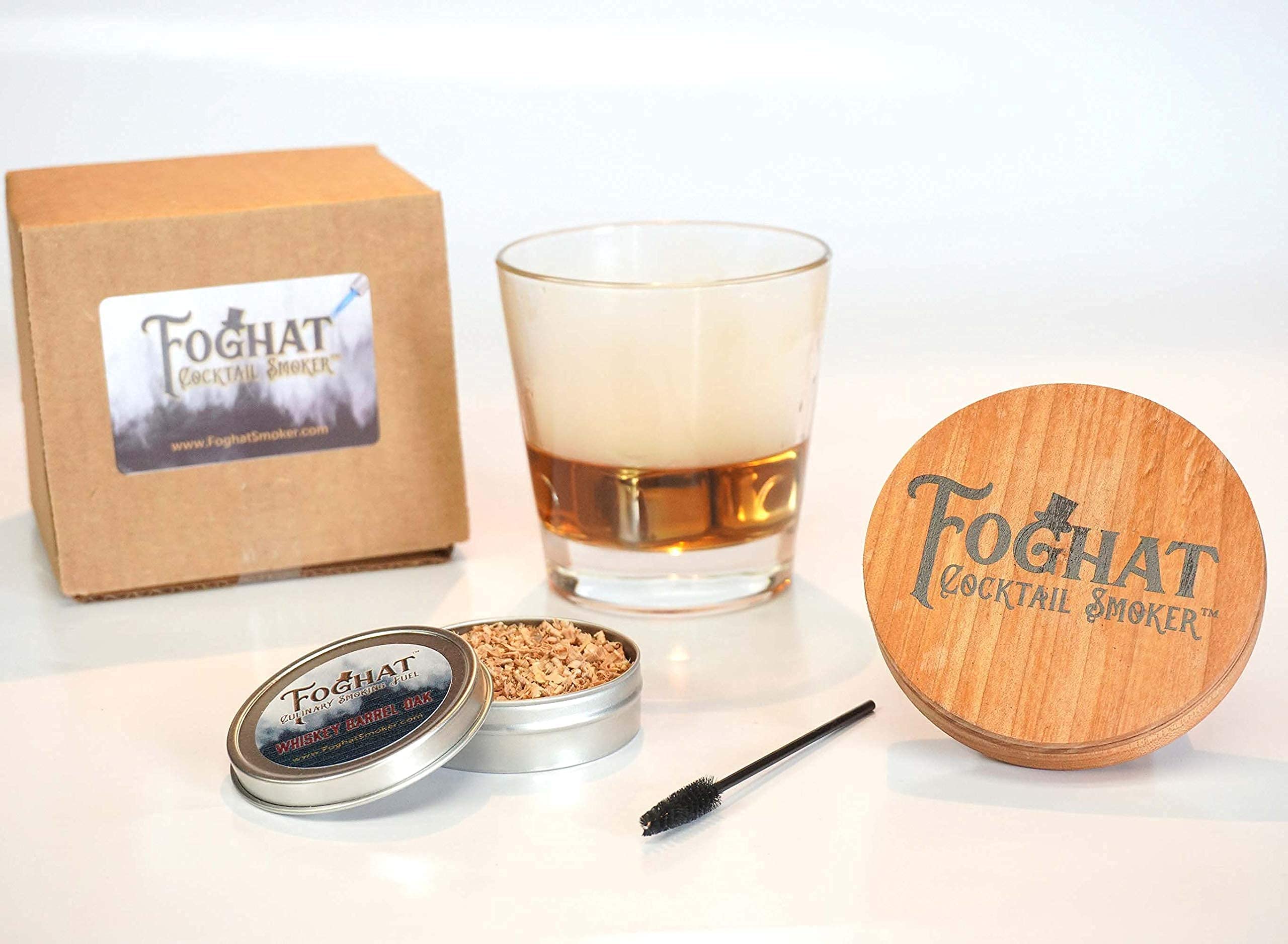 Foghat Cocktail Smoker with Bourbon Barrel Wood Shavings and Bourbon Resurrection Foghat Culinary Smoking Fuel Bundle