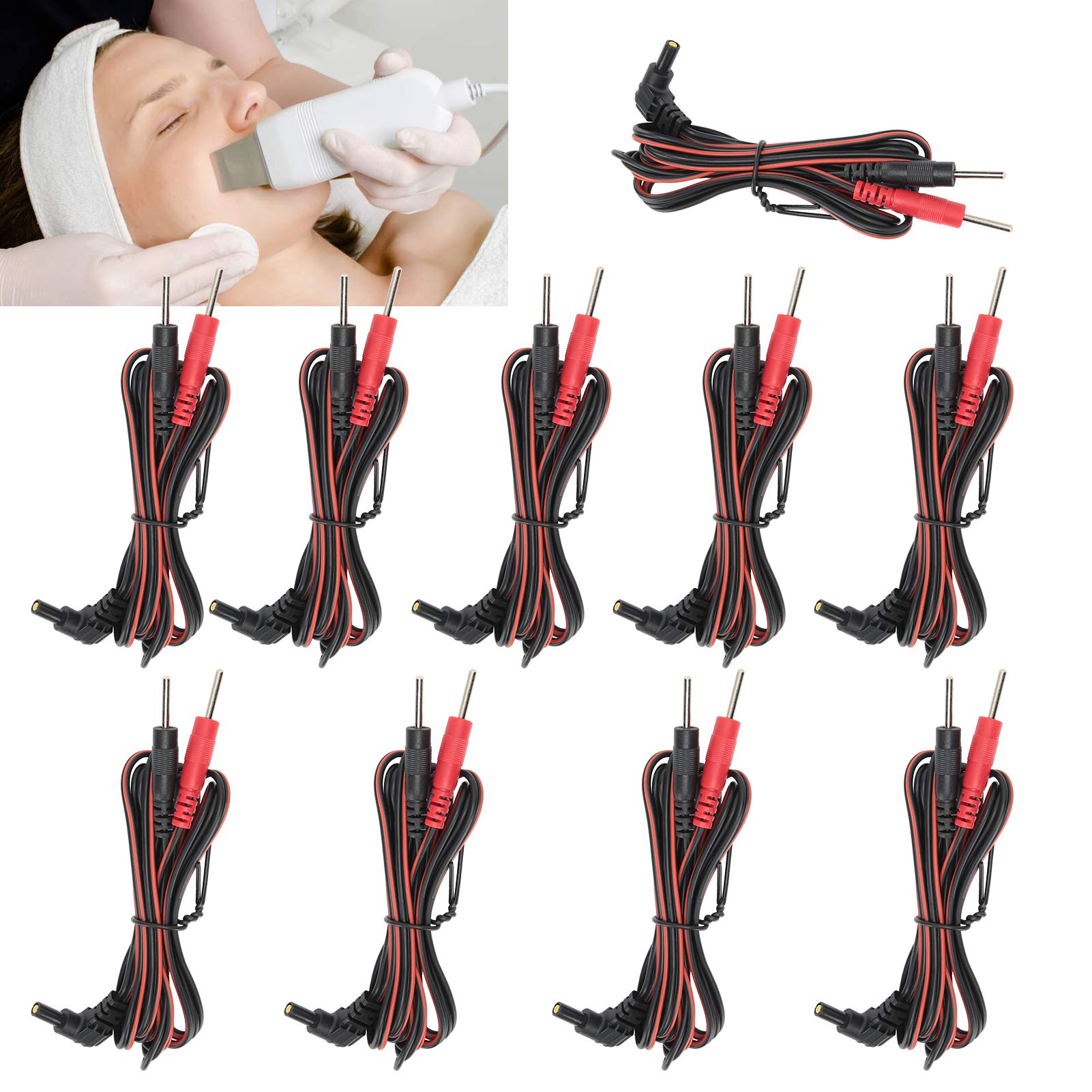 Electrodes for Tens Unit,Tens Unit Replacement Wires,10pcs / Bag 2.35mm 1.2m 2‑in‑1 Pin Type Electrode Lead Wires Cable for TENS Unit Physiotherapy Machine