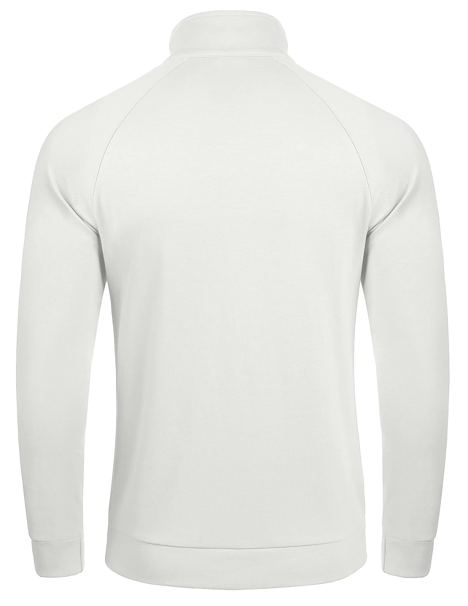 COOFANDY Men's Quarter Zip Pullover Lightweight Regular Fit Long Sleeve Mockneck Sweatshirt White