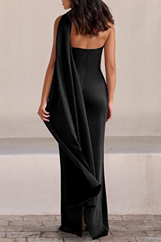 PRETTYGARDEN Women's Maxi Satin Dress Sleeveless Halter Neck Backless Long Formal Evening Cocktail Dresses (Black,Small)