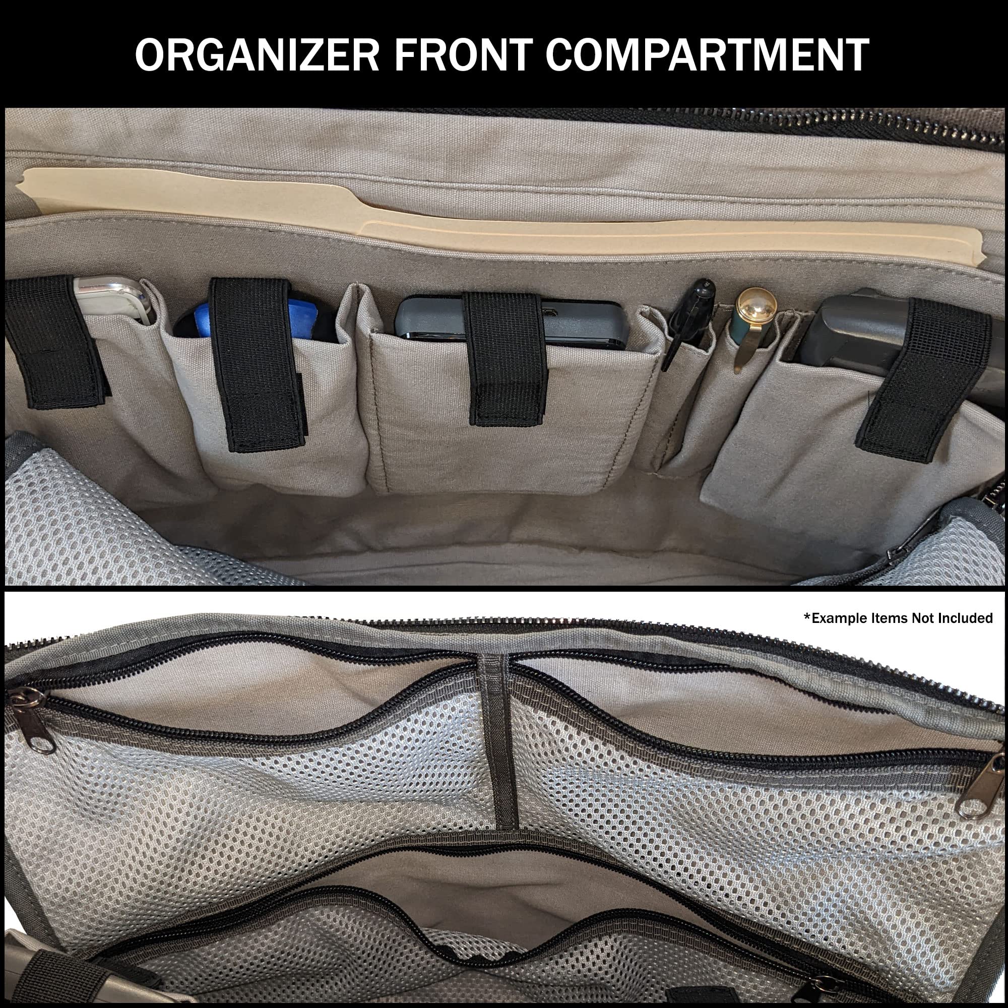 Canvas Messenger Bag for Men, Laptop Case, Satchel | Office Professionals, Travel | Waxed Canvas, Genuine Leather, Smoked Metal Hardware | Trolley Sleeve