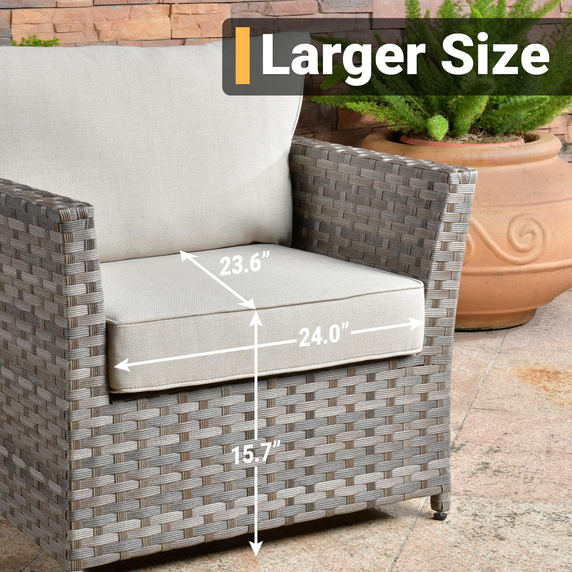 CAODOC 10 Pieces Patio Furniture Conversation Sofa Set with 42" Fire Pit Table Rocking Chair,Outdoor Sectional Gray Rattan Wicker Sofa Set