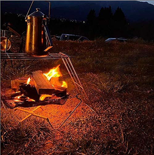 CAMPINGMOON 304 Stainless Steel over fire camp grill 17.56x5.12-inch with Removable Stand Legs and Carrying Bag MTG-TLA