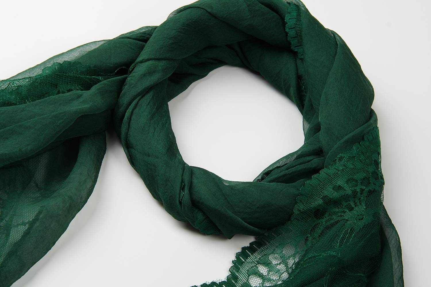 corciova Chiffon Extra Long Dark Emerald Green Sheer Head Silk Scarf Lightweight Evening Pashmina Shawl and Wrap for Women