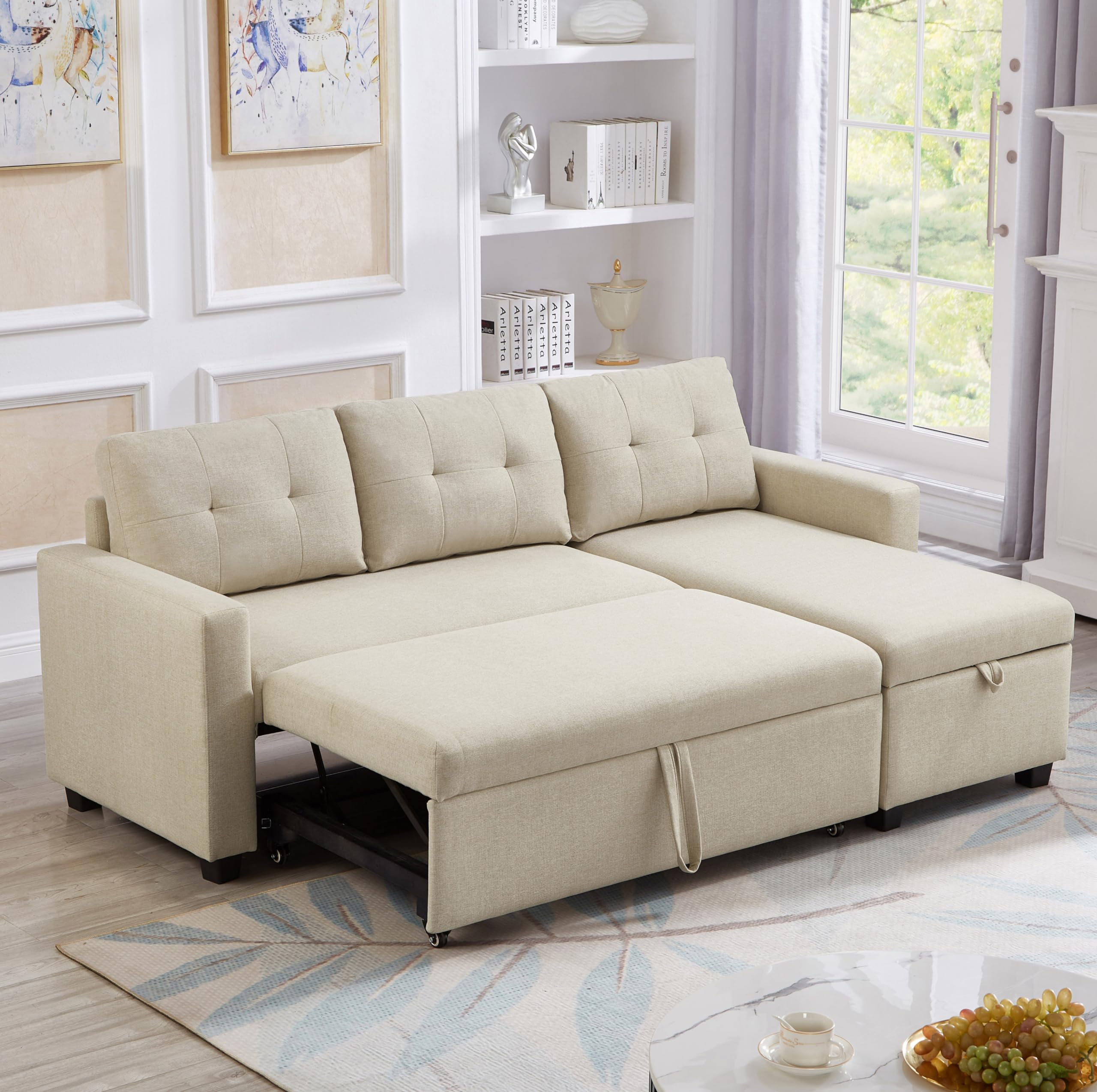 Jintop ectional Sofa, 81.5", Beige