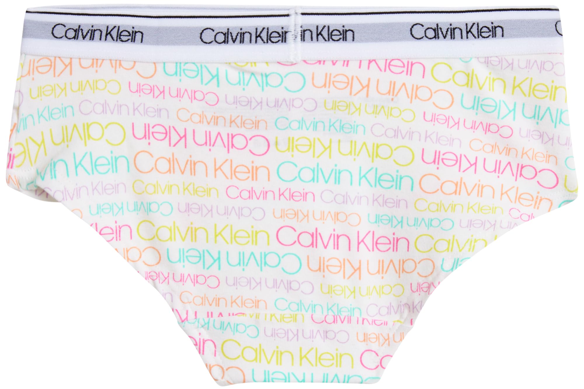 Calvin Klein Girls' Underwear - 6 Pack Stretch Cotton Hipster Briefs (S-XL), Size Large, Calvin Logo/Sachet Pink/Heather Grey