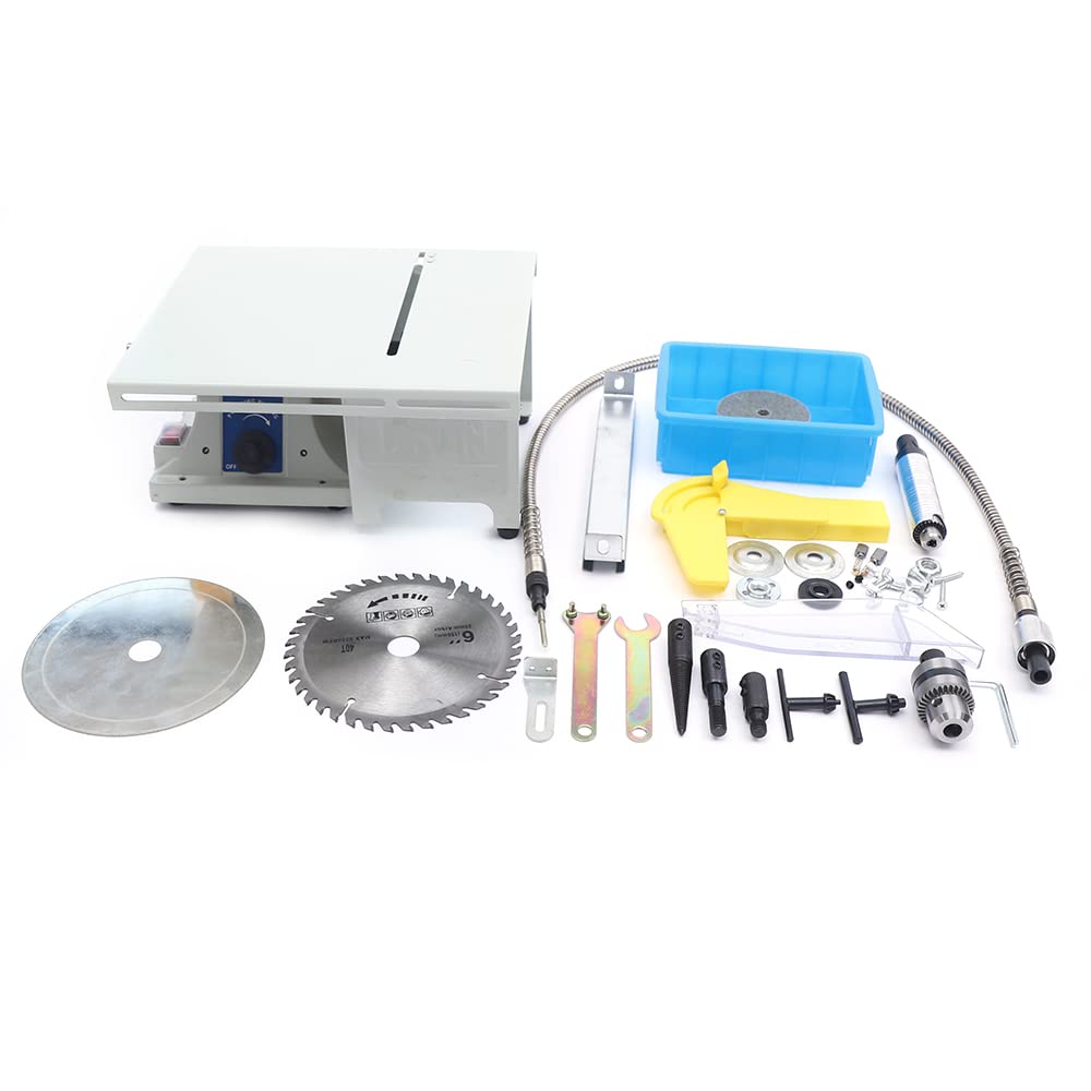 Gem Jewelry Rock Polishing Buffer Machine, 750W 110V Lathe Table Saw Polisher Cutting Machine Mini Table Rock Saw