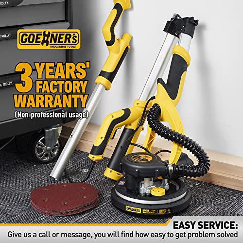 Drywall Sander, 6.5-amp Powerful Electric Drywall Sander with Vacuum, 99.5% Dust Removal, 7 Variable Speed, 900-1800RPM, Dustless Floor Sander with 26β Power Cord for Popcorn Ceiling, Wood Floor etc