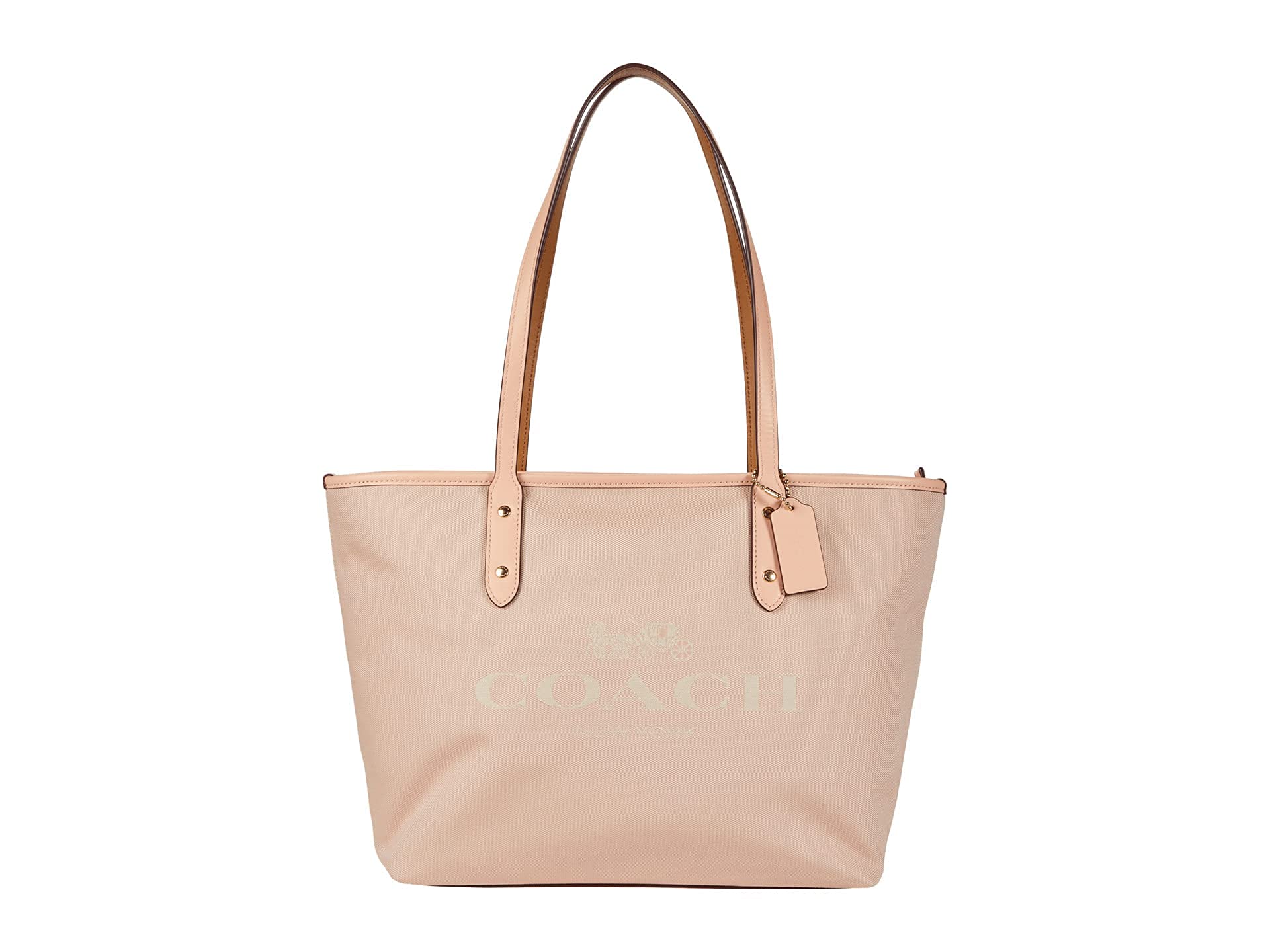 COACH Horse and Carriage Jacquard City Zip Tote Gd/Faded Blush One Size