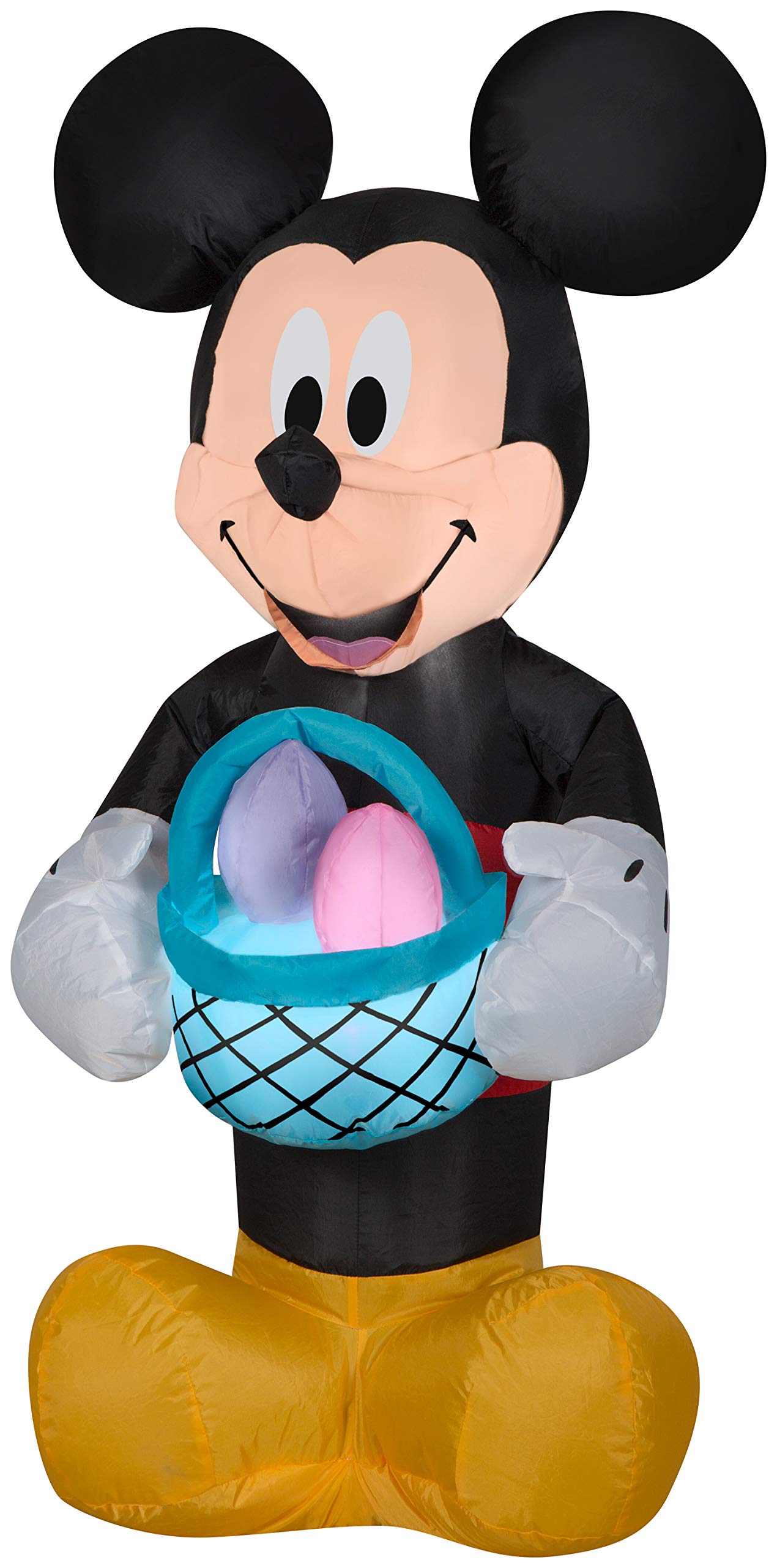 Gemmy Airblown Inflatable Mickey Mouse with Easter Basket, 3.5 ft Tall, Black