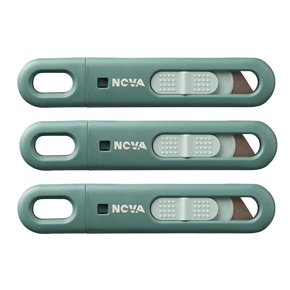 Nova Disposable Safety Knife, Utility Knife, Box Cutter, Fixed Compact Cut, Ambidextrous Feature, Ideal for Food Industry, Warehouse, for Cutting Boxes, Cartons, Packing. (3 Pack)