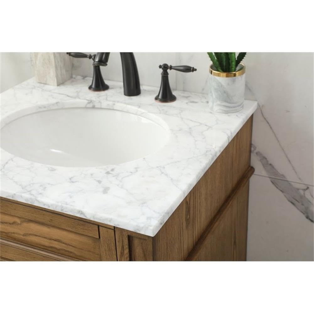 Elegant Decor Park Avenue 24" Aluminum MDF Single Bathroom Vanity in Driftwood