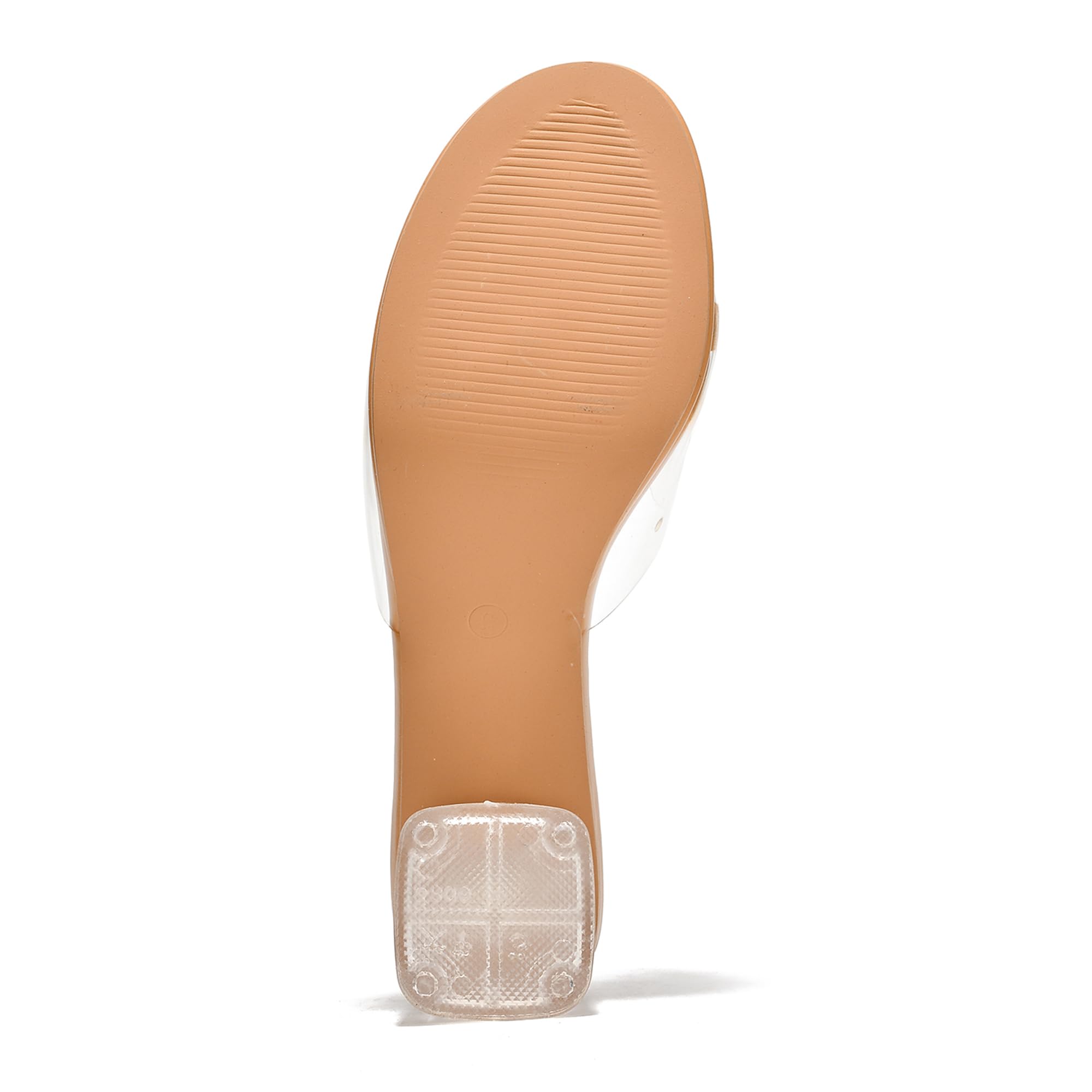 Cape Robbin Anjelic Clear Low Heels For Women - Stylish Clear Shoes Chunky Heels - Slip On Transparent Round Open Toe Clear Sandal