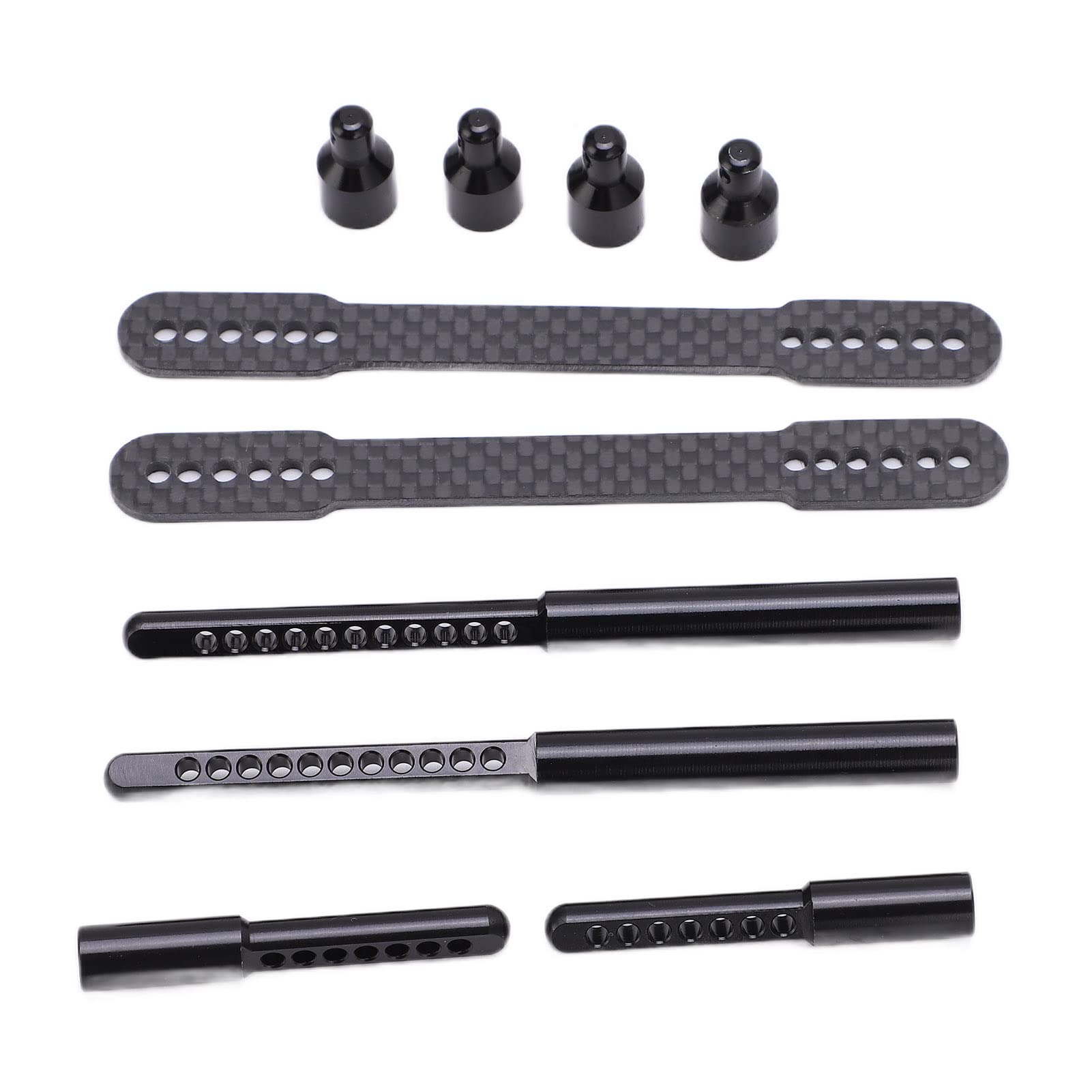 RC Car Body Post Mounts, Carbon Fiber + Aluminum Alloy RC Car Front and Rear Shell Column Kit Compatible for AXIAL SCX10 90046 90047