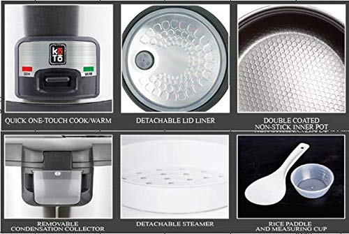 Koto Brand (10 Cup) Electric Rice Cooker Food Steamer, Stainless
