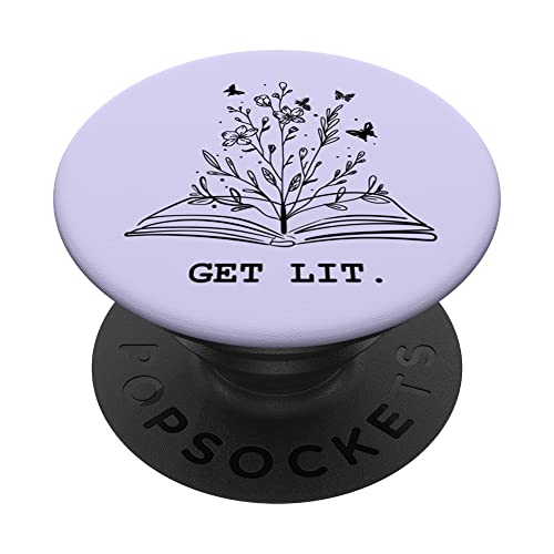 Get Lit Library Book Wildflowers Lovers Literature Teacher PopSockets Swappable PopGrip