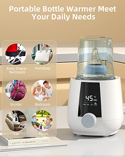 Tizwis Baby Bottle Warmer for Breastmilk or Formula, Fast Baby Milk Warmer with Timer, Smart Temperature Control, Multifunctional Bottle Warmers with Defrost, Thaw, Keep, Heat Baby Food Jars Function
