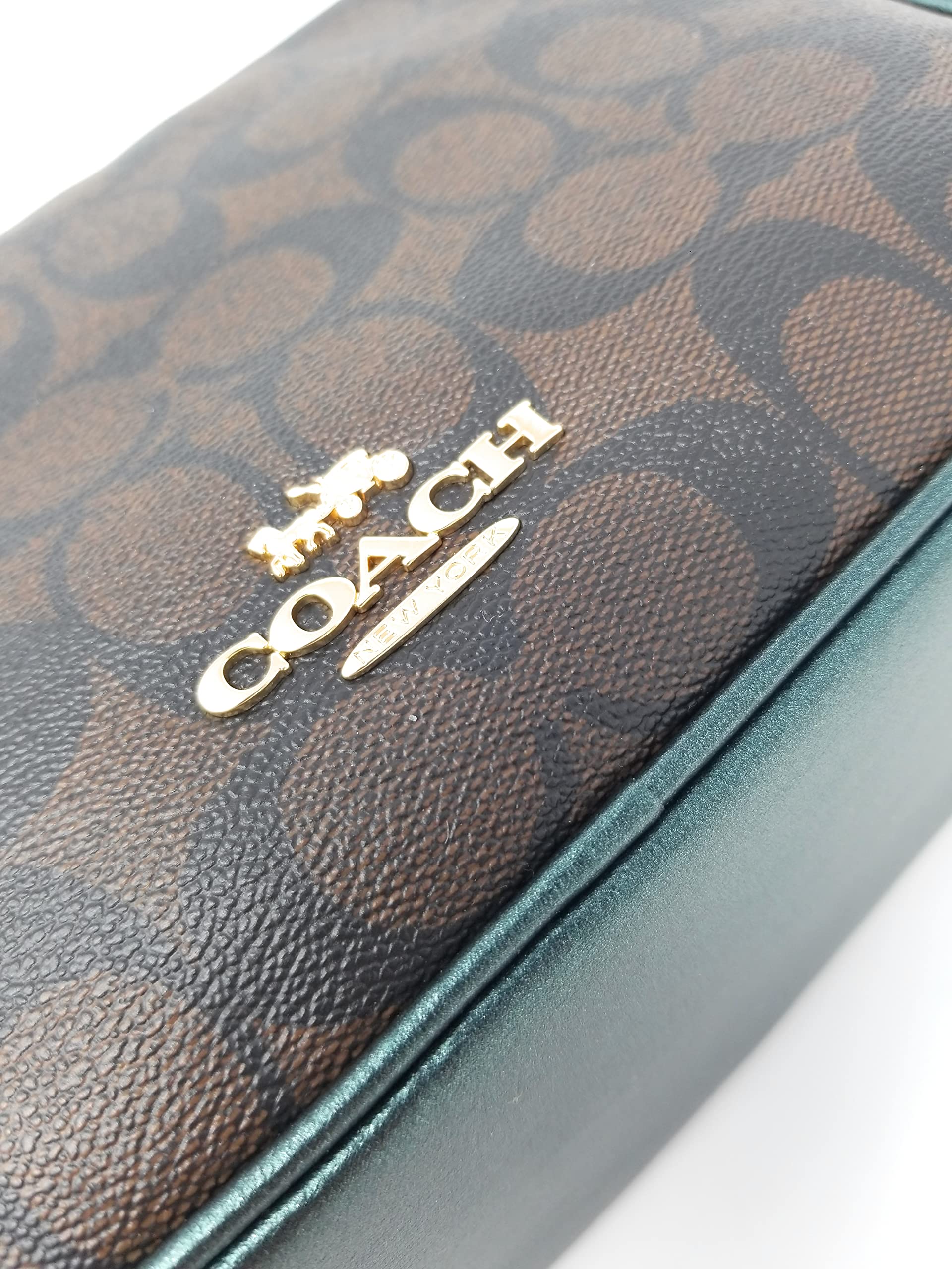 Coach Women's Jes Crossbody Bag (Signature Canvas - Leather - Brown/Metallic Ivy)