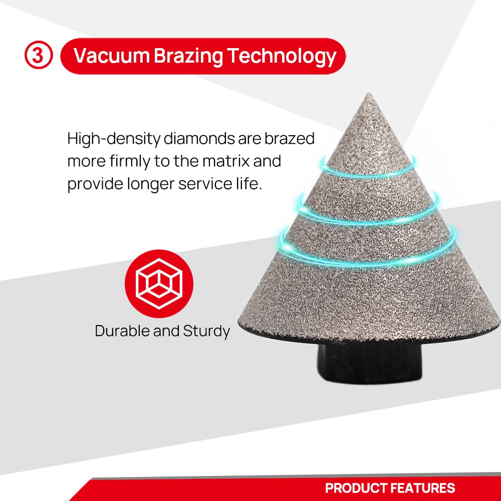 DT-DIATOOL Diamond Beveling Chamfer Bits for Granite Marble Tiles Existing Holes Diamond Hole Saw 5/8"-11 Thread Enlarging Polishing Shaping Holes of Size 1/4 Inch to 2 Inch