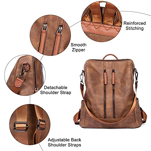 CLUCI Womens Backpack Leather Fashion Travel Casual College Work Backpack Detachable Ladies Covertible Shoulder Bag