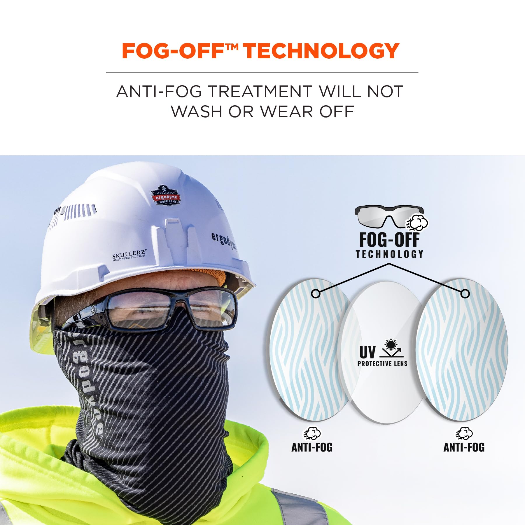 Ergodyne Skullerz Odin Anti-Fog Safety Glasses - Black Frame, Clear Lens