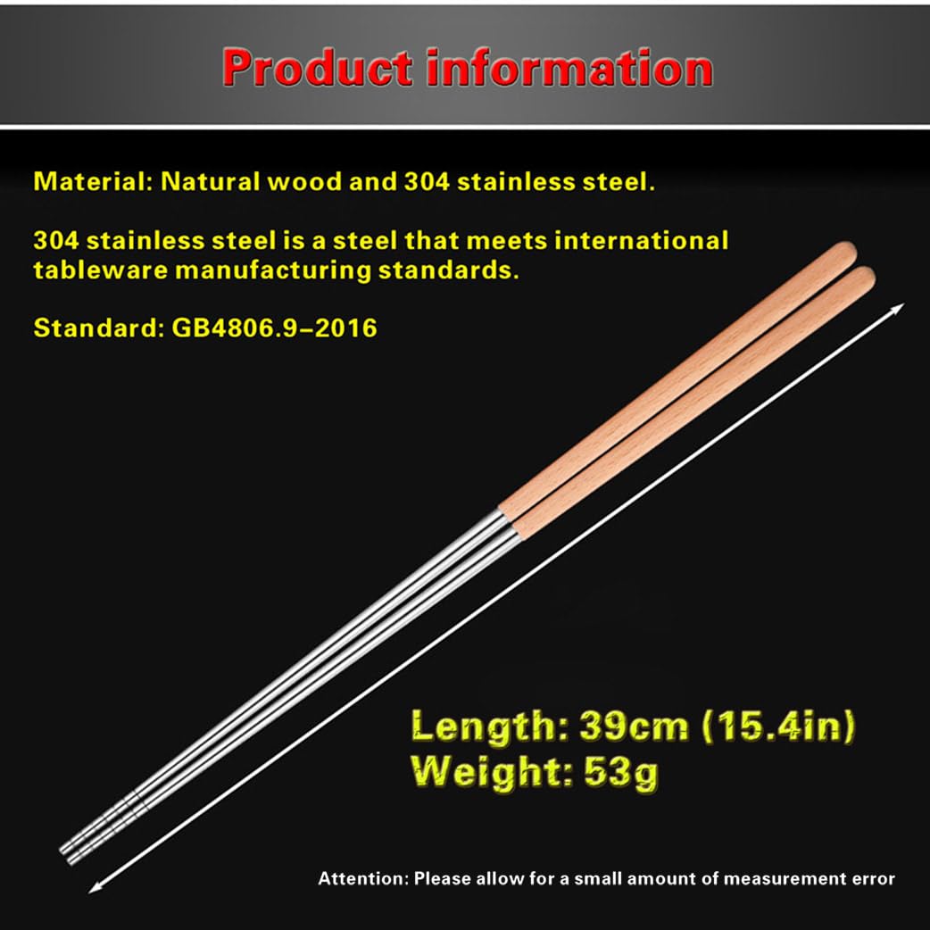 JMMBY Advanced Stainless Steel Extra Long Cooking Chopsticks,Chopsticks for Hotpot,15.7 Inch,Heat insulation and anti scalding, reusable chopsticks,kitchen chopsticks (2 Pairs)