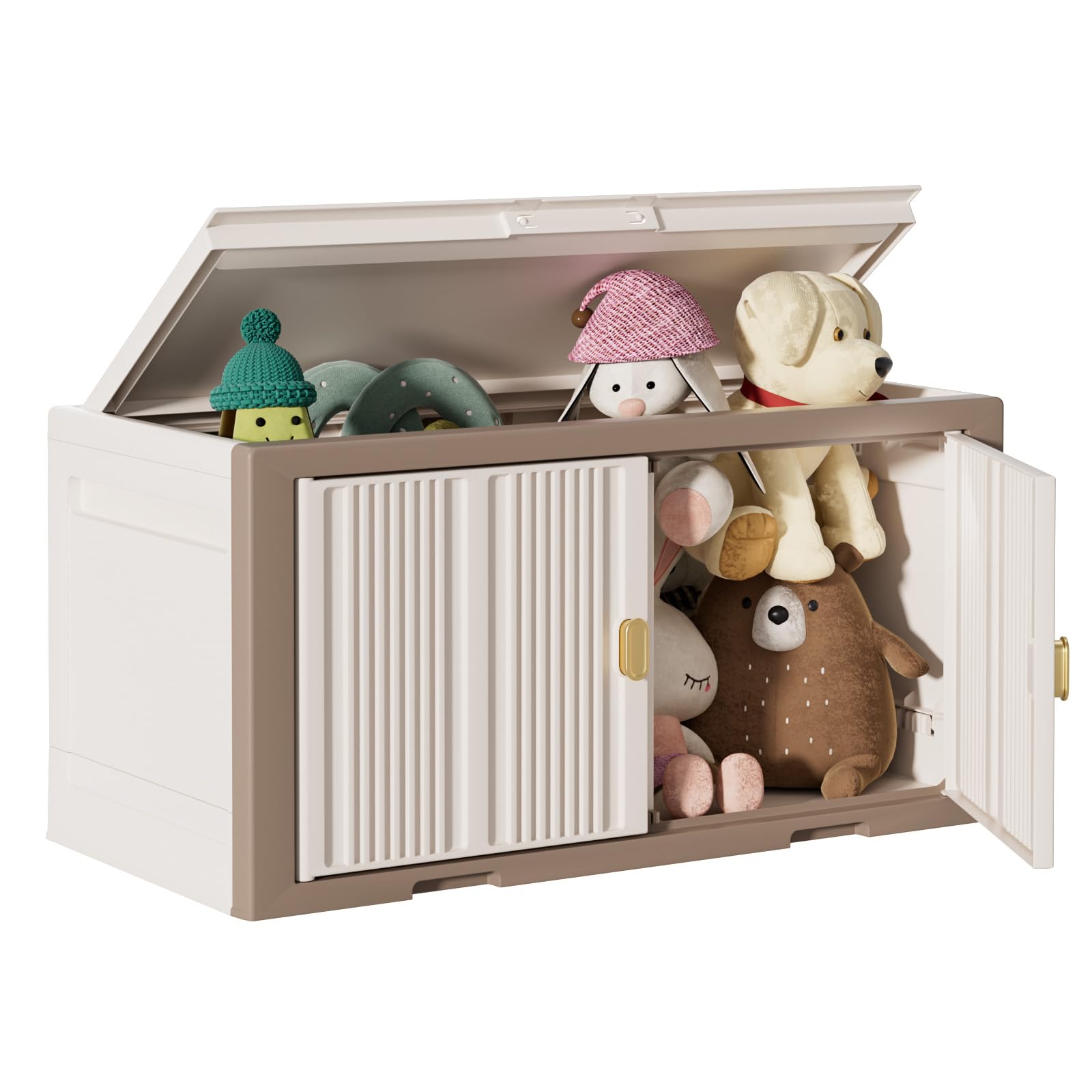 HAIXIN HOME 69QT Storage Bins with Lids, Folding Cube Storage Organizer with Doors, Freestanding Stackable Storage Cabinet Containers for Closet Toys Organizer