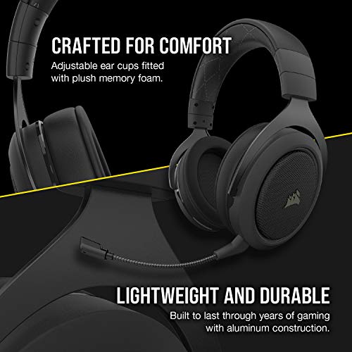 Corsair HS70 Pro Wireless Gaming Headset - 7.1 Surround Sound Headphones for PC - Discord Certified - 50mm Drivers – Carbon (Renewed)