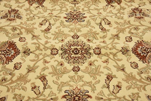 Unique Loom Voyage Collection Traditional Oriental Classic Intricate Design Area Rug, Round 6' 1" x 6' 1", Ivory/Tan
