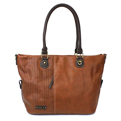 CHALA Laser Cut Crossbody Shoulder bag Tote Bag Faux Leather Brown (Handbag Only)