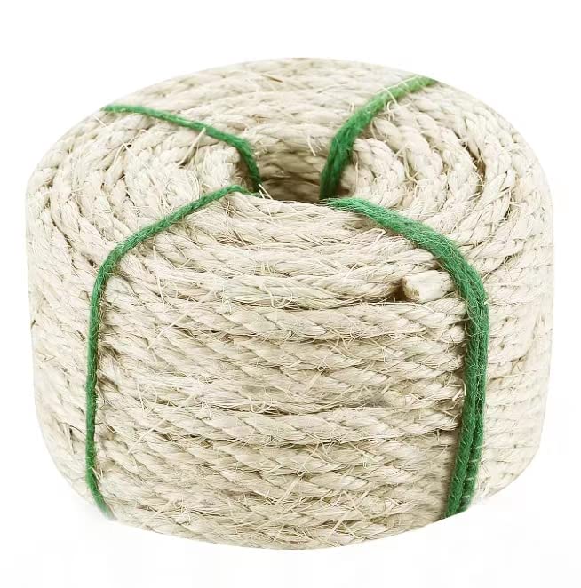 Nature Hemp Rope,1/4” Heavy Duty Jute Twine for Cat Tree and Tower, DIY Cat Scratcher for Cat Scratching Post Tree Replacement, Scratching Pad, DIY Crafts Gardening Hammock Home Decorating(33FT)