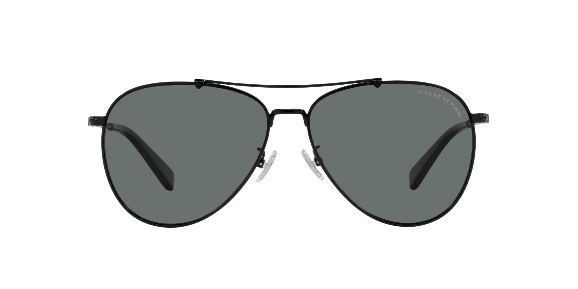 Coach HC7136 Sunglasses, Satin Black/Dark Gray Polarized Solid, 60 mm