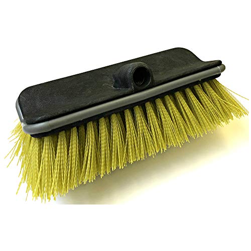 DocaPole Hard Bristle Deck Brush and Bi-Level Scrub Brush Extension Pole Attachment (11”) | Long Handle Scrub Brush and Deck Brush for Deck, House Siding, Brick, Concrete and More (Pole Not Included)