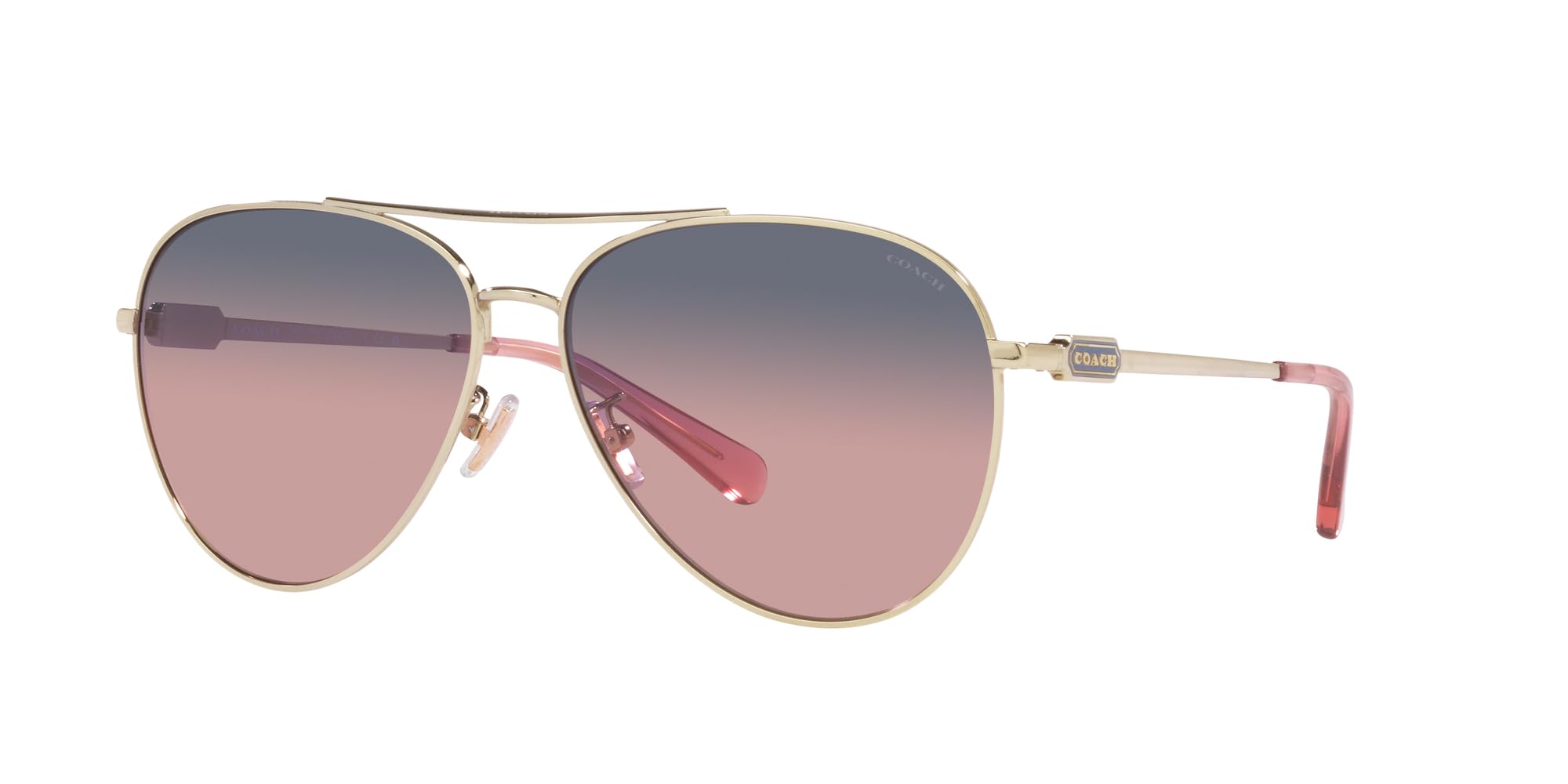 Coach HC7140 Sunglasses, Shiny Light Gold/Plum Purple Scarlet Gradient, 61 mm