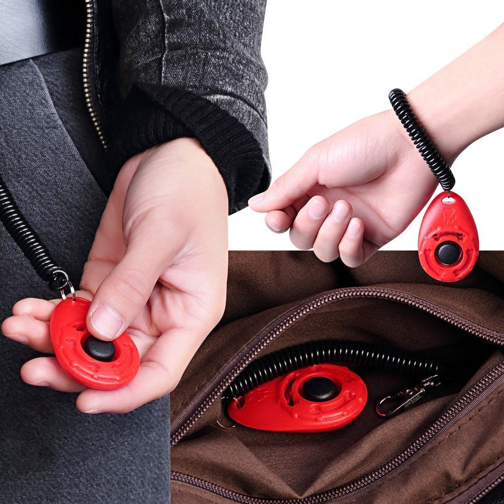 HoAoOo Pet Training Clicker with Wrist Strap - Dog Training Clickers (New Red + Bluegreen)