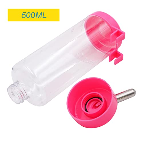 NAOEDEAH 2 Pack 16 oz Large Rabbit Guinea Pig Water Bottle no Drip for Cage no Leak Rat Small Animal Dog Hamster Water Bottle Water Bottle Attaches to Cage Bunny Water Dispenser,Ship by Random Color