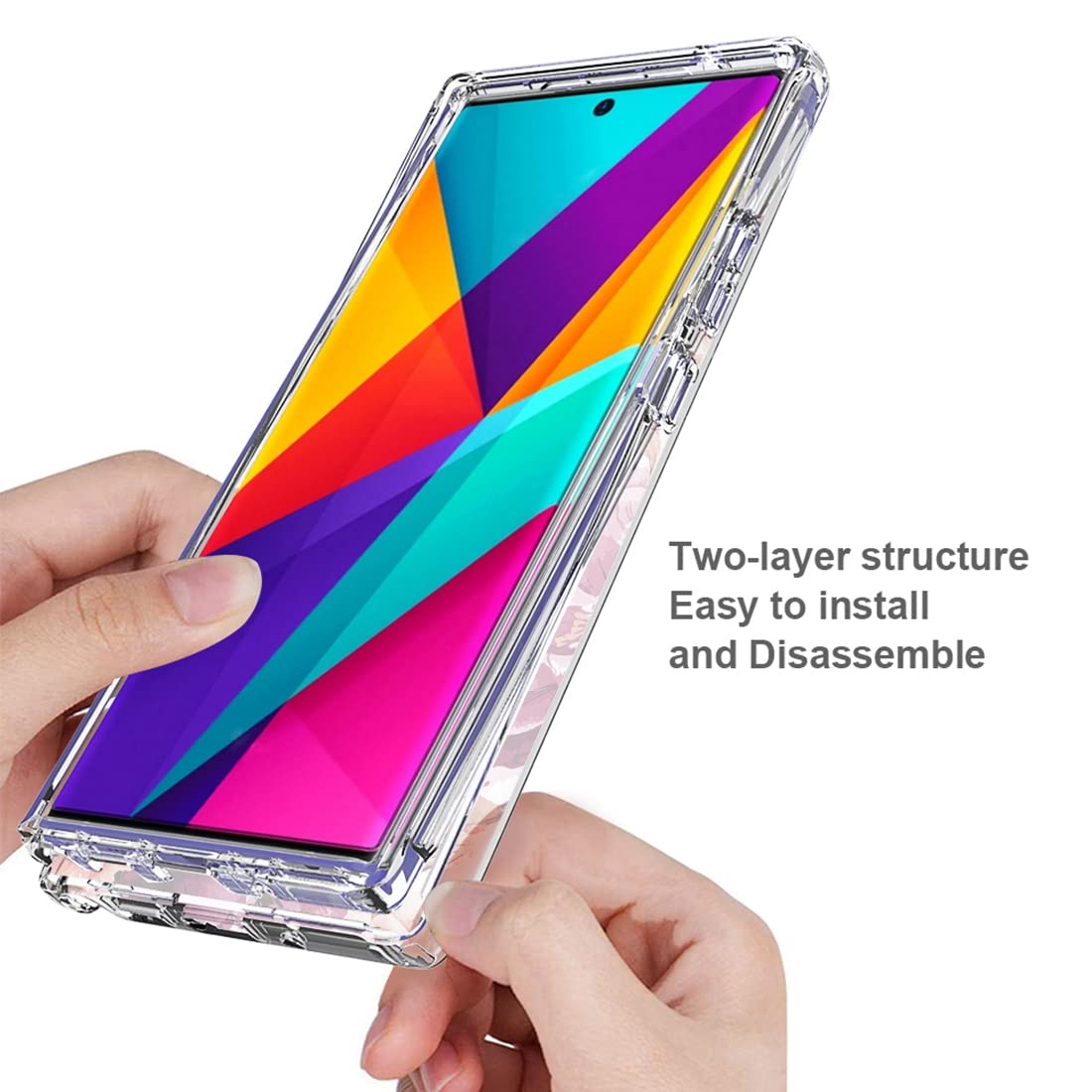 Bohefo Case for Galaxy Note 20 Ultra 5G SM-N986U Case with Tempered Glass Screen Protector,Full Body Cute Floral Shockproof Protective Phone Case Cover for Samsung Galaxy Note 20 Ultra (purple flower)