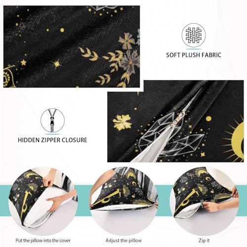 Bohemian Ppattern Sun Moon Pillowcase for Hair and Skin Body Pillow Cover Long Body Pillow Case 20"X 54" Body Pillow Case Cover with Zipper for Sleeping