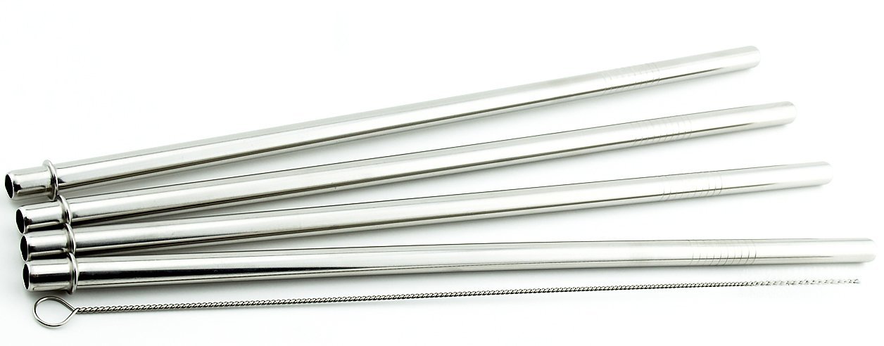 CocoStraw 30oz Straw Lid + 4 Stainless Steel Straws Replacement for Yeti RTIC Polar Drifter Big Boss Sic Tumbler Rambler Cups with Cleaning Brush NO SPILL