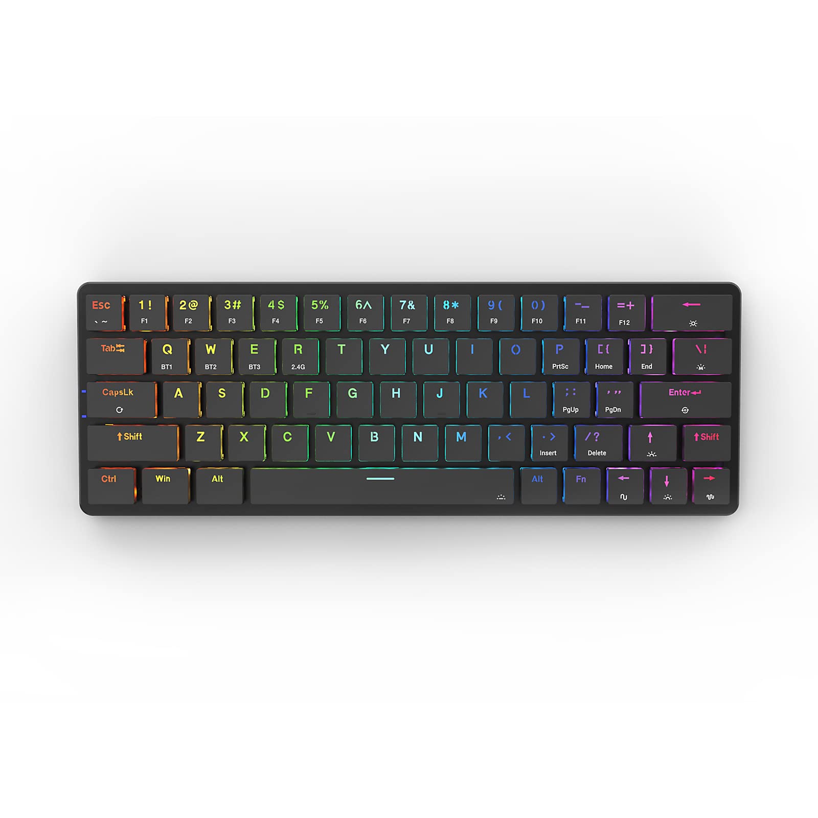 Redragon K624 Pro Mechanical Gaming Keyboard RGB LED Backlit 63 Key Wired/Wireless 2.4G and Bluetooth Low Profile with Anti-Dust Blue Switches (Black)