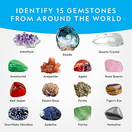 NATIONAL GEOGRAPHIC Mega Gemstone Dig Kit β Dig Up 15 Real Gemstones and Crystals, Science Kit for Kids, Gem Digging Kit, Gift for Girls and Boys, Mining Kit, Rock Collection (Amazon Exclusive)
