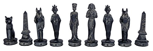 Pacific Giftware Ancient Egyptian God Kingdom Civil War Chess Set with Glass Board 17" x 17" -33PCS [Gold & Black] [Obelisk, Anubis, Bastet, King TUT, Nefertiti, Osiris]
