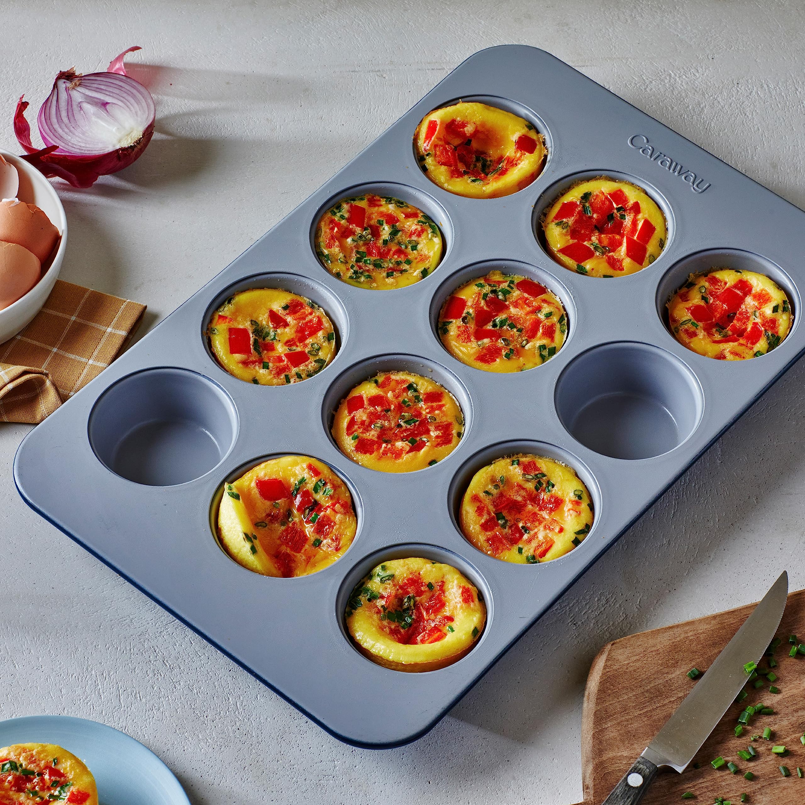 Caraway Non-Stick Ceramic 12-Cup Muffin Pan - Naturally Slick Ceramic Coating - Non-Toxic, PTFE & PFOA Free - Perfect for Cupcakes, Muffins, and More - Perracotta